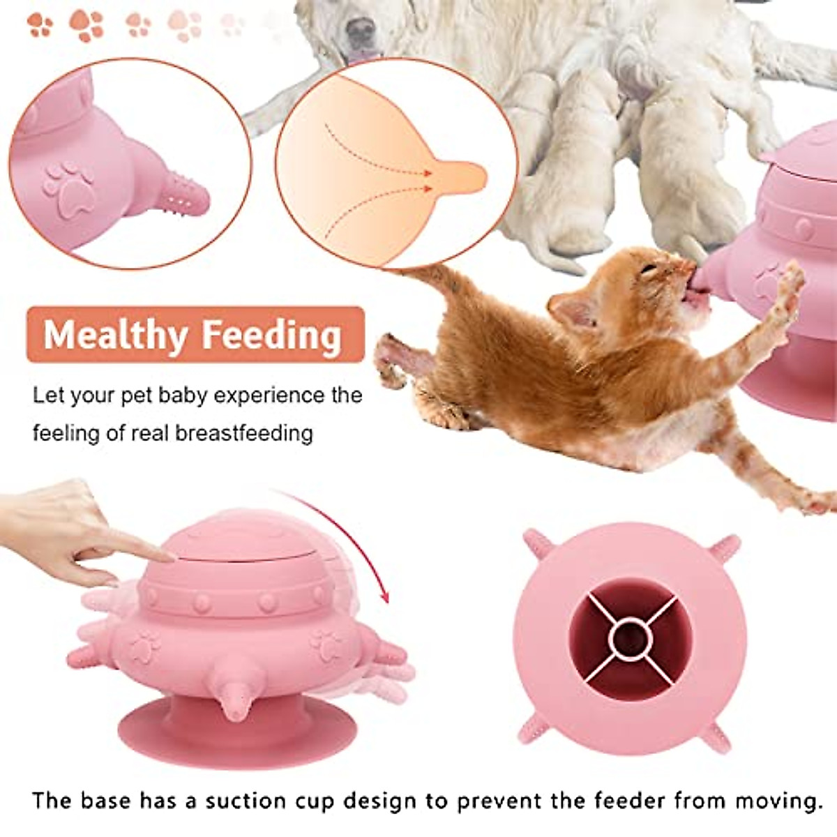 Puppy Automatic Feeder 240ml Dog Bowl Feeder Puppy Feeder Station, Weaning Dish Puppy's Feeding for Feeding Kittens, Puppies and Rabbits