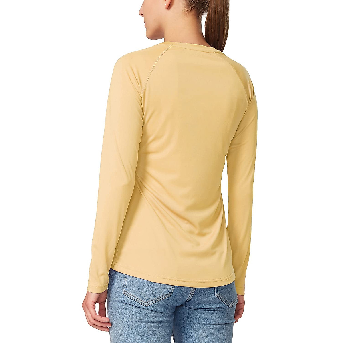 BALEAF Women's UPF 50+ Sun Shirts Long Sleeve UV Protection Rash Guard Lightweight Quick Dry SPF Hiking Tops Outdoor Clothing Yellow Size L