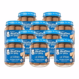 Gerber Mealtime for Baby Lil’ Sticks, Chicken Sticks, Packed in Water, No Nitrates or Nitrites Added, for Crawlers 10 Months & Up, 2.5-Ounce Jar (Pack of 10 Jars)