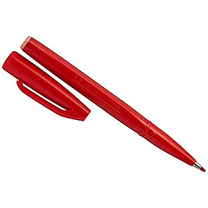 Pentel Sign Pen Stick Porous Point Pen, Fine Point, Red Barrel, Red Ink 12-Count (S520-B)