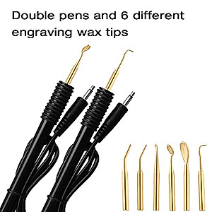 LVCHEN Dental Electric Waxer - SJK Wax Carving Pencil for Model Sculpting with Double Pens & 6 Wax Tips Dental Lab Equipment Wax Tools