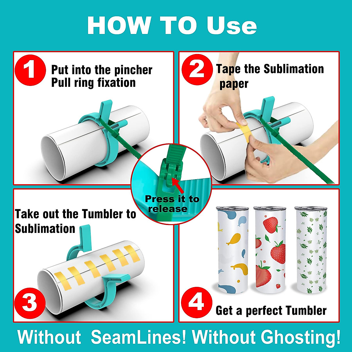 Sublimation Tumbler Clamp for 12 Oz 20 Oz 30 Oz Skinny Straight Tumblers, Sublimation Clamp Tool for Sublimation Blanks Tumblers, Sublimation Supplies