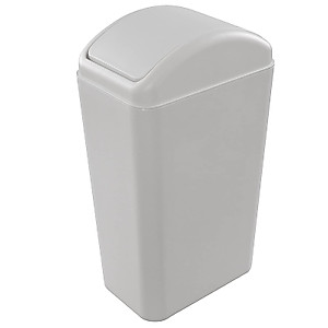 Saedy Swing Lid Trash Can, Greyish Plastic, 14 L Capacity