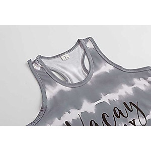 VENTELAN Womens Pajamas Tie Dye Printed Striped Tank and Shorts Set Soft PJS Sleepwear Loungewear Grey Tie Dye XX-Large