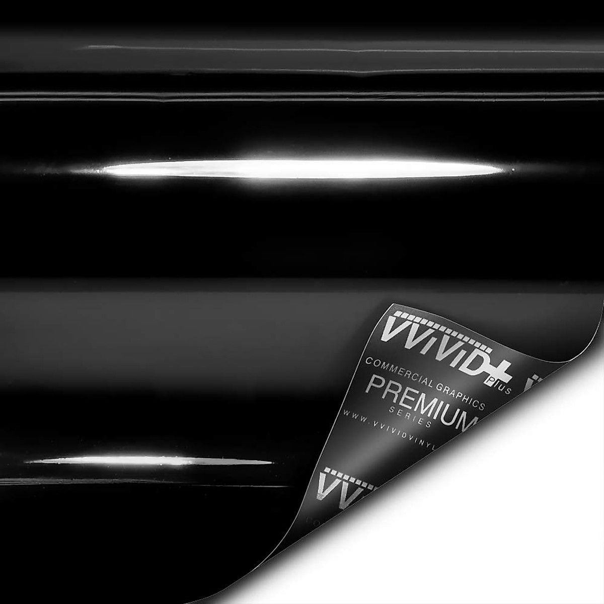 VViViD+ Ultra Gloss Premium Vinyl Car Wrap Film (1ft x 5ft, Gloss Piano Black)