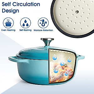 NUTRIUPS Enameled Cast Iron Dutch Oven Pot with Lid Cast Iron Pot 3-Quart (Gradient Blue)