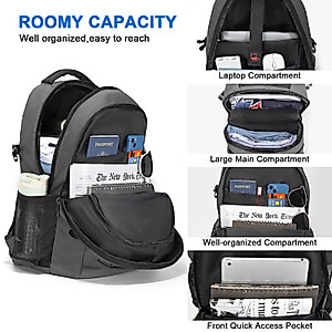 HORHUB Laptop Travel Backpack for Men Women, Anti Theft Business Backpack fits 17 Inch Notebook, Slim Sakteboard Backpack with USB Charging Port, College Bookbag Tech Backpack Teens Boys Gifts, Grey