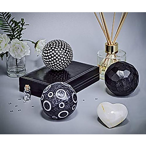 U'Neeque Collections Beautiful Handmade Black Small Decorative Balls for Bowls - Decorative Balls Set of 3”x 3 pcs, Accent Decor Great for Trays & Vases