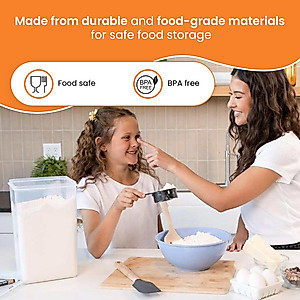 Food Storage Container Set (Pack of 2/6.5L) - Kitchen & Pantry Storage Canisters for Flour, Sugar, Baking Supplies, Cereal & Rice - Made of BPA Free Plastic - Comes with Spoons, Stickers & Marker