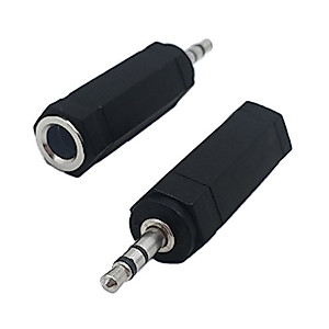 CERRXIAN 3.5mm 1/8 3 Pole Male Plug to 6.35mm 1/4 Inch Female Stereo Jack Audio Adapter Headphone Microphone Converter Connector-2 Pack