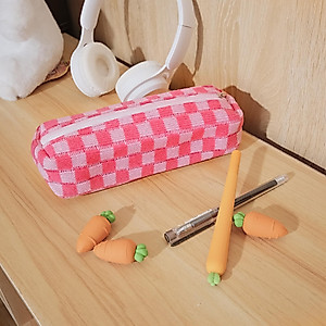 SURBEAV Pencil Case Pen Case Office College School Storage Bag Pouch Holder Box Organizer Makeup Pouch Cosmetic Bag Aesthetic Cute Pencil Case for Girls Boys Kids (Pink)