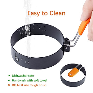 Large Egg Ring 3.5 Inches 4 Packs Egg Rings for Frying Egg Mold with Oil Brush, Egg Mcmuffins Makers Mini Pancake Omelet Patty Molds