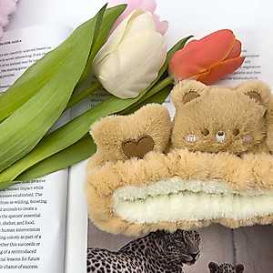 Eluckya Kawaii Spa Headband,Cute Bear Headband for Women Skin Care, Makeup and Wash - Soft Microfiber Coral Fleece Towel Headband for Girls Hair(Brown,Bear