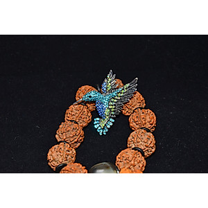 HAFILO Hummingbird brooch pins for women fashion Bird pins rhinestone women's brooches pin (Ancient Silver Blue Green)