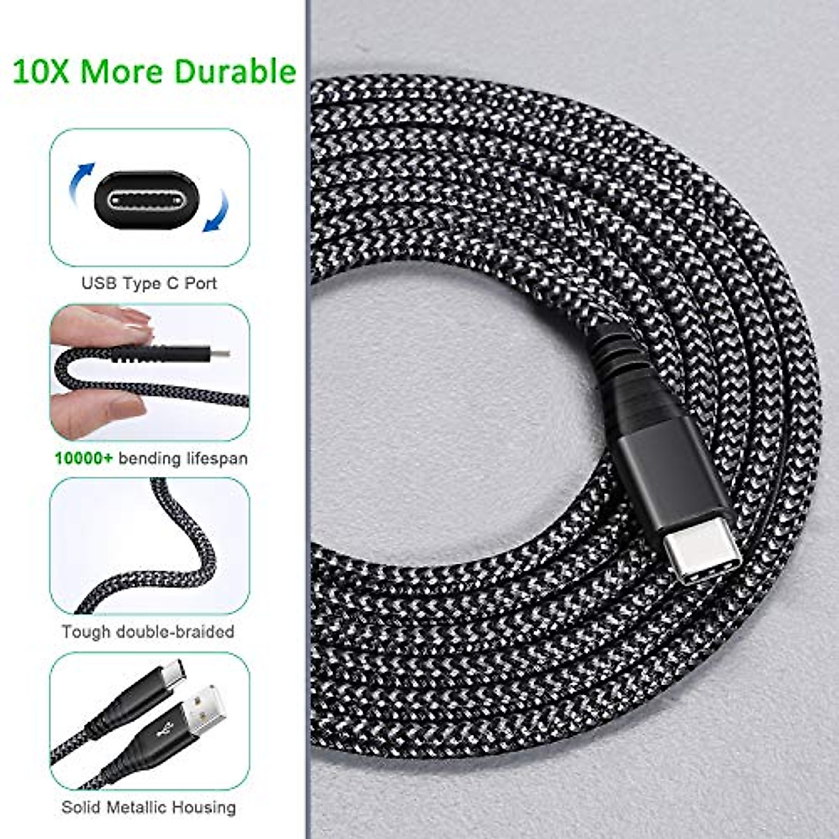 Adaptive Fast Charging Wall Charger Kit, Qihop 2-Pack Fast Charging Block with 6ft USB Type C Cable Compatible with Samsung Galaxy S20/S10/S10+/S10e/S9/S8 Plus,Note 8/9/10+/20, Pixel 3