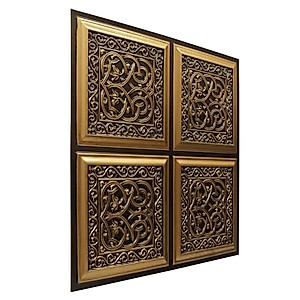 Lover's Knot-Faux Tin Ceiling Tile - Antique Gold 25-Pack