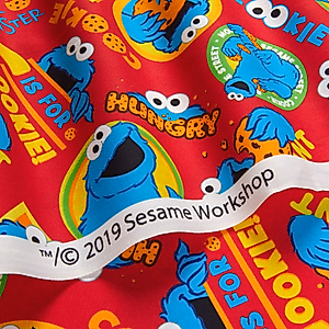 Sesame Street Digital Characters Cookie Monster Toss Red, Fabric by the Yard