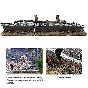 Aquarium Wreck Ornaments, Resin Material Wreck Sailing Boat Sunk Ship Fish Tank Decor Ship Decorations