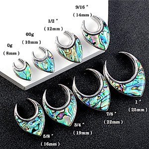 Casvort 2 PCS 14mm (9/16'') Hypoallergenic 316 Stainless Steel Silver Natural Conch Saddle Hangers Tunnels Reverse Saddle Gauges Piercing Body Jewelry