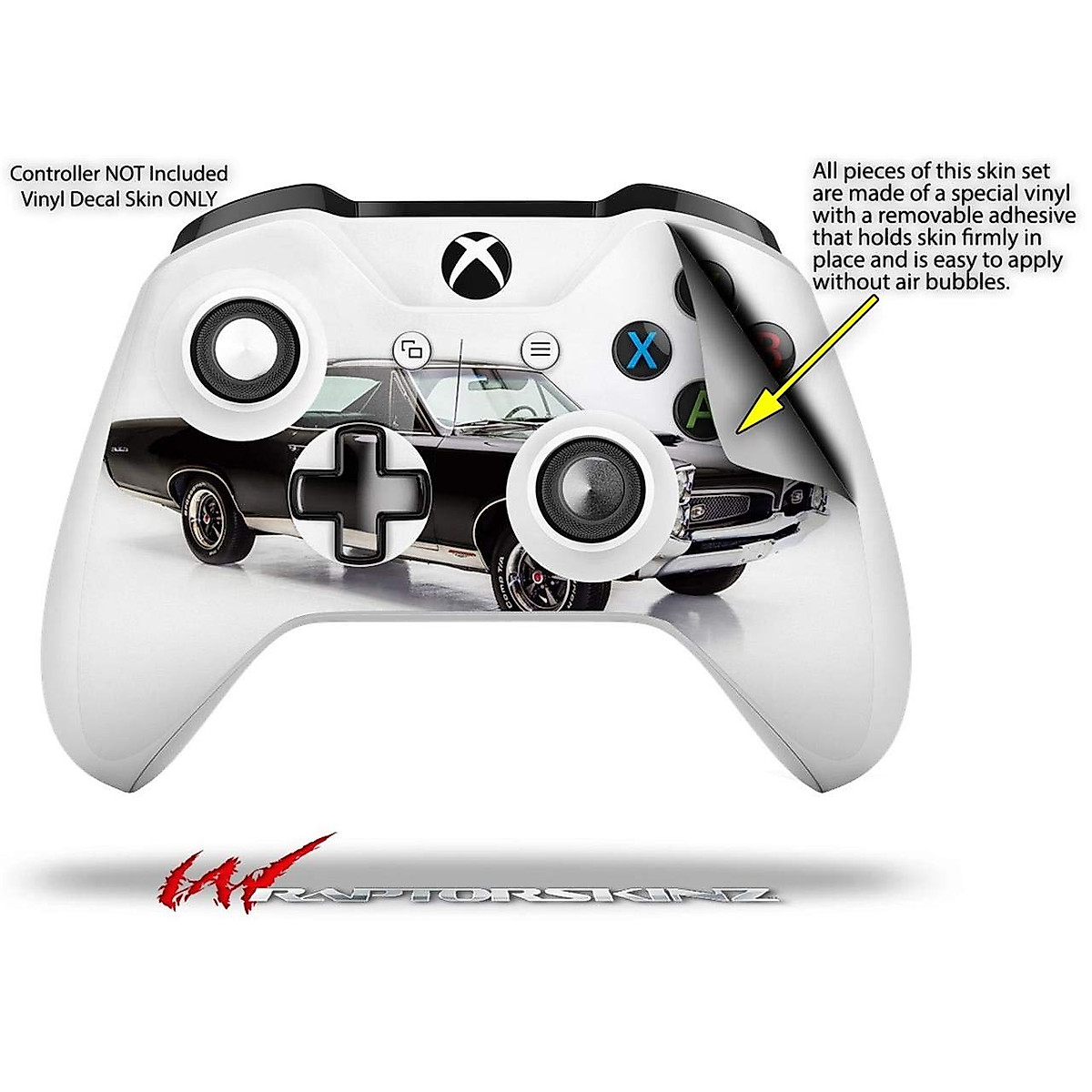 WraptorSkinz Decal Vinyl Skin Wrap compatible with XBOX One S / X Controller - 1967 Black Pontiac GTO 3786 (CONTROLLER NOT INCLUDED)