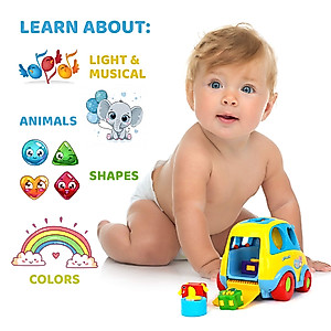 Clever Coupe – Car Shape Sorter with Music, Lights and Movement – 5 Animal Shape Blocks, 2 Sound Options, 2 Play Modes – Activity Car Toy for Babies and Toddlers Age 18+ Months