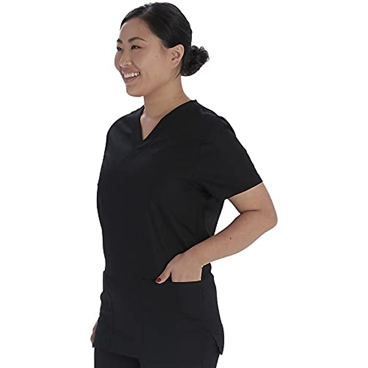 Vital Threads Men and Women Scrubs Set V-Neck Top & Drawstring Pant, VT509C, M, Black