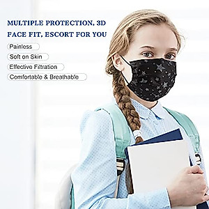 SOOQOO 50 Pack Disposable Printed Face Mask, 3 Ply Mask with Elastic Ear Loop,Individually Packaged