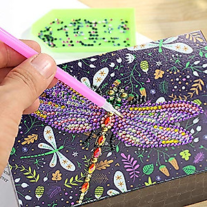 LUSandy DIY 5D Dragonfly Diamond Painting Jewelry Box Kits for Adults Kids, Special Shaped Crystal Rhinestone Diamond Art Jewelry Case Storage Organizer PU Leather Rings Necklace Bracelet Storage Box