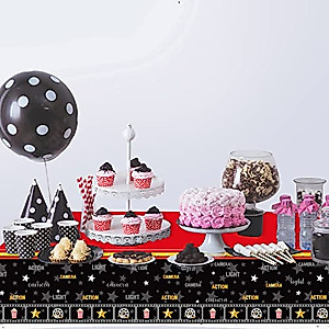 Movie Night Table Covers Waterproof Oil Proof Spill Proof Table Cloth Wipe Clean Table Cover Theme Rectangular Tablecloth for Party Decorations Movie Night Tableware, 51 x 87 Inch (1)
