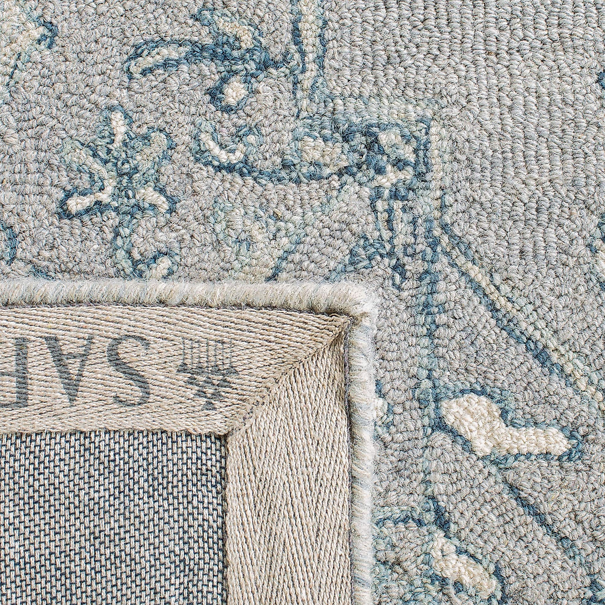 SAFAVIEH Micro-Loop Collection 10' x 14' Light GreyIvory MLP504F Handmade Shabby Chic Premium Wool Living Room Dining Bedroom Area Rug