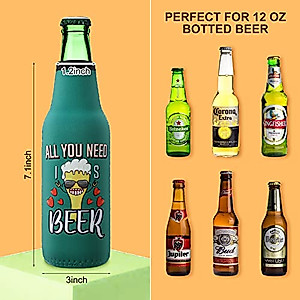 Summer Beer Bottle Insulator Sleeve with Zipper Neoprene Insulated Bottle Jackets Keep Warm and Cold Beer Bottle Sleeves with Stitched Fabric Edges for Party (12 Piece, Bright Style)