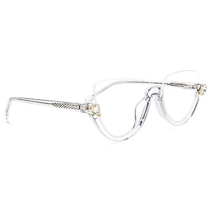 Zeelool Stylish Semi-rimless Cat Eye Glasses Frame for Women with Non-prescription Clear Lens Felicia VHP0189-01 Crystal