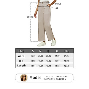 Yoetaun Linen Pants for Women High Waisted Palazzo Flowy Wide Leg Long Lounge Pant Beach Casual Comfy Trousers Khaki XL