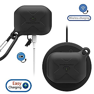 Waterproof case for Airpods Pro 2nd Generation 2022 and Airpods Pro 2019 ,Anti-Lost,Support Wireless Charging,. - Black
