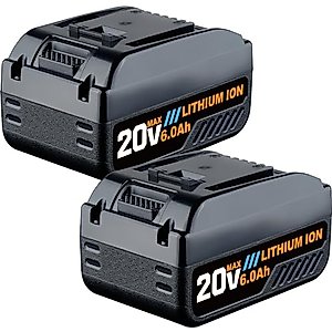 GROWFEAT 2Pack 6.0Ah 20V WA3520 WA3525 Replacement Lithium Battery Compatible with Worx 20V Battery WA3578 WA3525 WA3520 WA3575 WG151s Cordless Power Tools