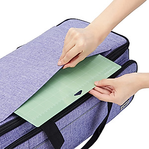 HOMEST Carrying Case with Mat Pocket for Cricut Maker 3, Cricut Explore Air 2, Cricut Maker, Cricut Explore 3, Large Front Pockets for Accessories and Supplies, Purple