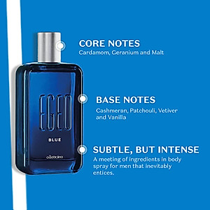 O Boticário Egeo Blue Eau de Toilette, Long-Lasting, Fresh Citrus & Woody Men's Cologne Fragrance, 3 Ounce