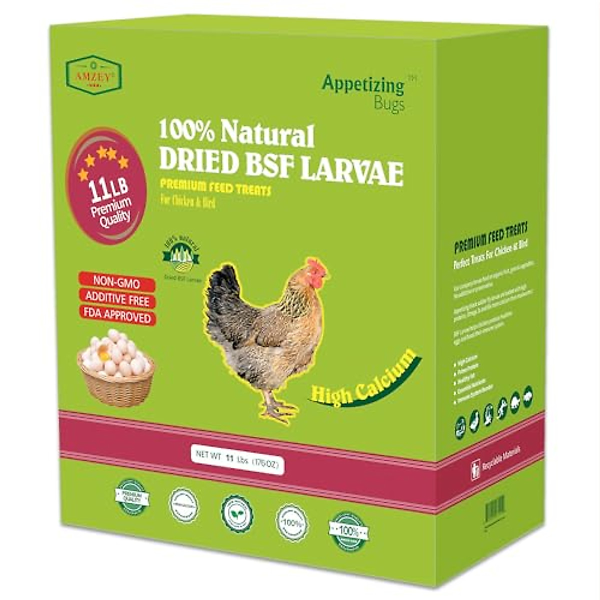 Amzey Dried Black Soldier Fly Larva/Dried Mealworms - 11 LBS - 100% ...