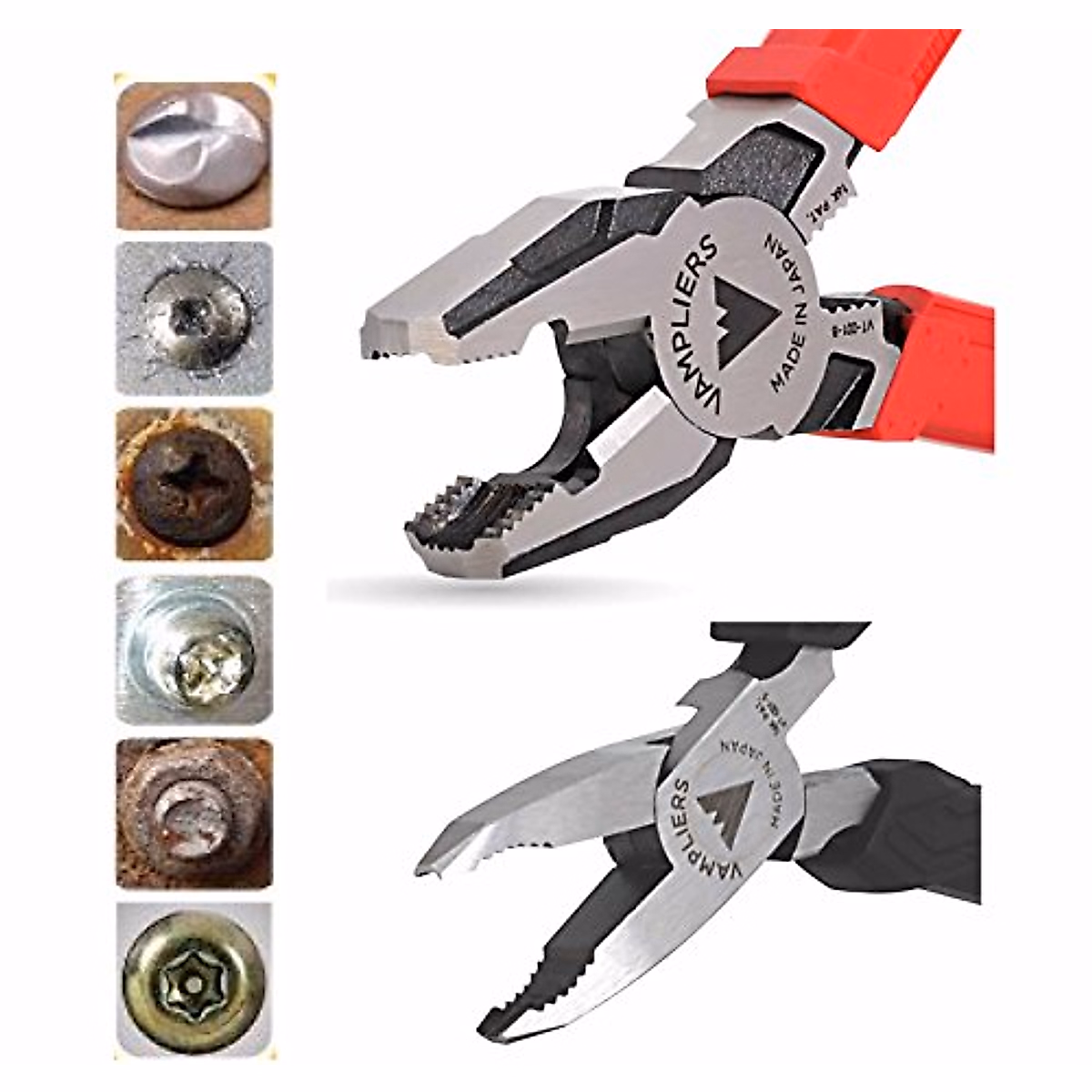 VAMPLIERS 2-PC Screw Extraction Pliers Set. Includes: 5" Mini Plier with ESD Safe Handles, Ideal For Any Electronic Repair + 8" PRO Heavy Duty Linesman Pliers. Made in Japan from High Carbon Steel.