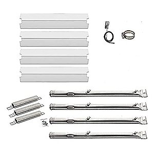 Grill Replacement Parts for Charbroil Commercial Series 463241113 463449914 Grill Parts, Stainless Heat Plate,Grill Burner Tube,Crossover Tube and Grill Igniters Replacement Kit for Charbroil 4 Burner