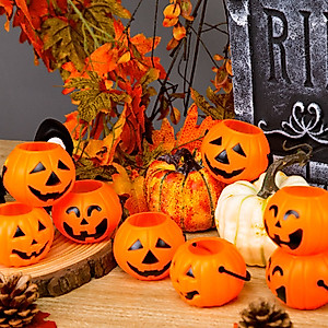 3 otters 12PCS Halloween Pumpkin Buckets, Pumpkin Candy Buckets with Handle Trick or Treat Pumpkin Baskets for Halloween Decorations Candy Bag Fillers Party Supplies