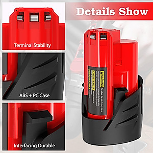 BULL-TECH 12V 48-11-2425 2.5 AH for Milwaukee m12 Battery,Compatible with All Power 12V Milwaukee Power+ Tools