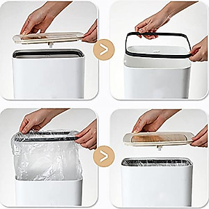 Doyingus Trash Can with Lid, 1.8 Gallon Square Plastic Garbage Can with Legs, Garbage Bin with Push Button, Modern Waste Basket for Bedroom Bathroom Living Room Office