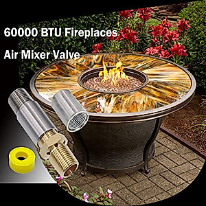 MENSI Propane Fire Pit Flame Air Mixer Orifice Nozzle Valve Jet for 60000 BTU Burner Fireplace with 1/2" NPT Fitting