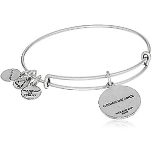 Alex and Ani Blueprint Expandable Bangle for Women, Cosmic Balance II Charm, Rafaelian Silver Finish, 2 to 3.5 in