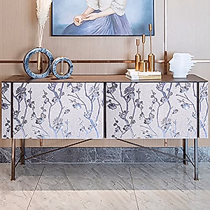 Moyishi 12''x118''Chinese Light Luxury Retro Silver Winter Plum Film Vinyl Self Adhesive Counter Top Peel and Stick Wall Decal