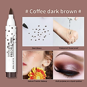 Sumeitang 2 Colors Liquid Freckle Pen, Natural Lifelike Face Fake Freckle Makeup Pen Magic Freckle Color, Waterproof Long Lasting Quick Dry Faux Freckles Pen Soft Dot Sopt Pen -Light Brown&Dark Brown