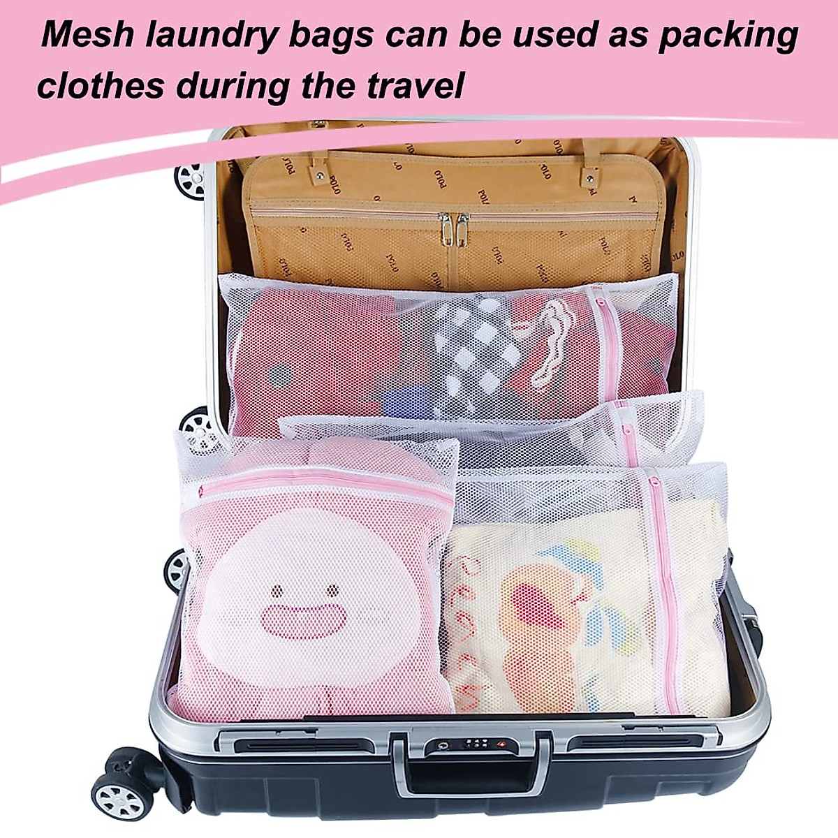 Vivifying Mesh Laundry Bags, 4pcs Laundry Bags Mesh Wash Bags with Zipper for Washing Machine, Delicates, Lingerie, Socks, Shoes and Toys