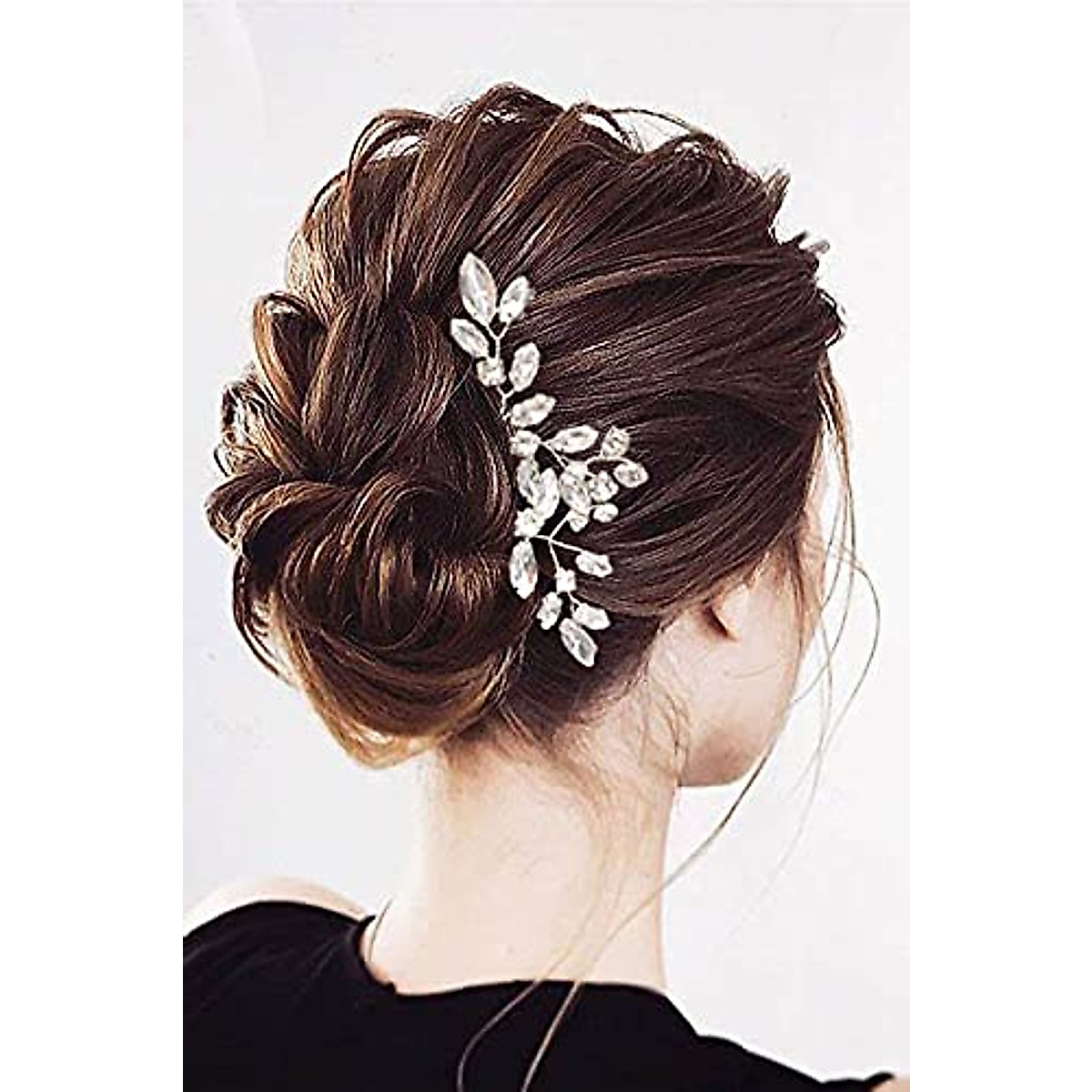 Bridal Hair Accessories, Beusoulover 3pcs Crystal Wedding Hair Pieces, Handmade Rhinestone Bridal Hair Pin for Women, Girls, Bridesmaids (Silver)