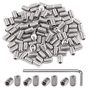 Hilitchi 100Pcs SAE Stainless Hex Allen Head Socket Set Screws Grub Screw Bolts Assortment Kit Internal Hex Drive Cup-Point Screws #8-32 x 1/4